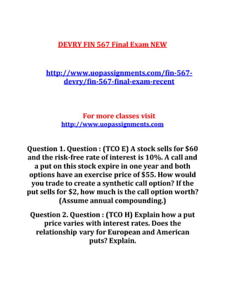 FIN 567 Entire Course NEW | PDF