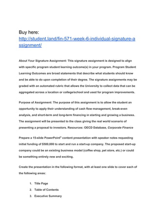 FIN 571 Week 6 Individual Signature Assignment | PDF