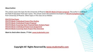 FIN 575 Week 2 Project Plan Outline | PPTX