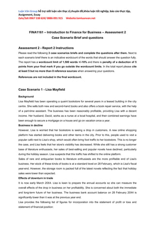 FINA1161 – Introduction to Finance for Business – Assessment 2 | DOCX