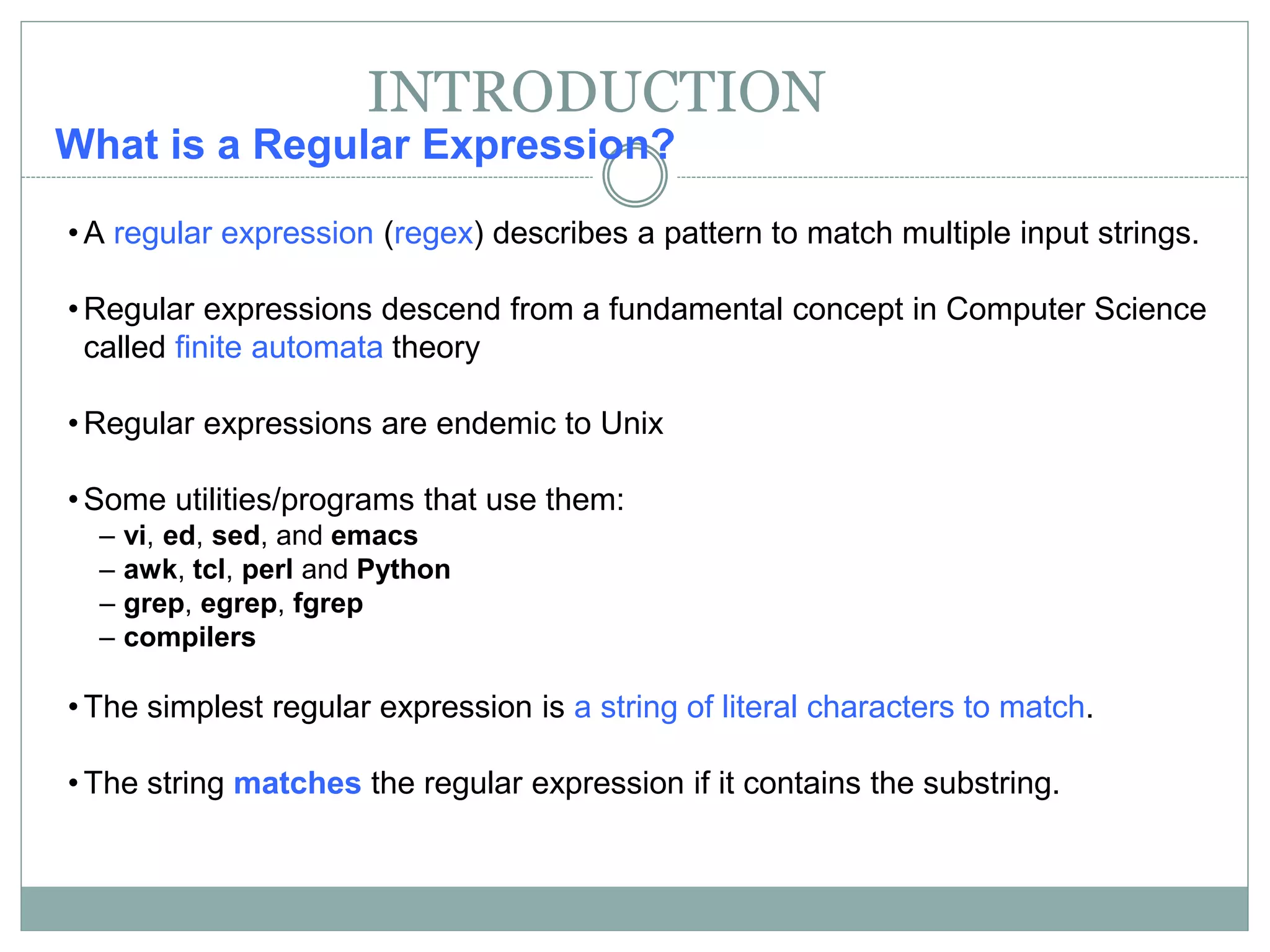 Finaal application on regular expression | PPT