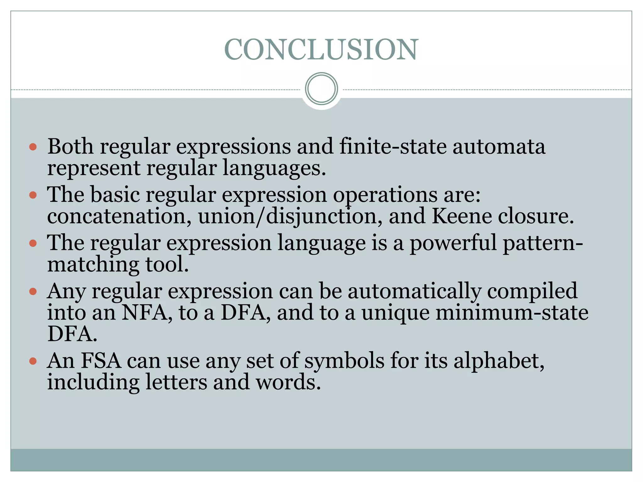 Finaal application on regular expression | PPTX