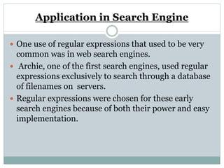 Finaal application on regular expression | PPT
