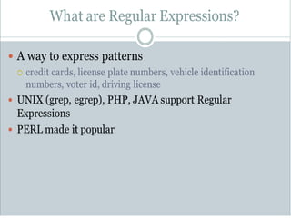 Finaal application on regular expression | PPT