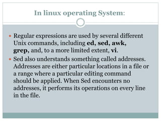 Finaal application on regular expression | PPT