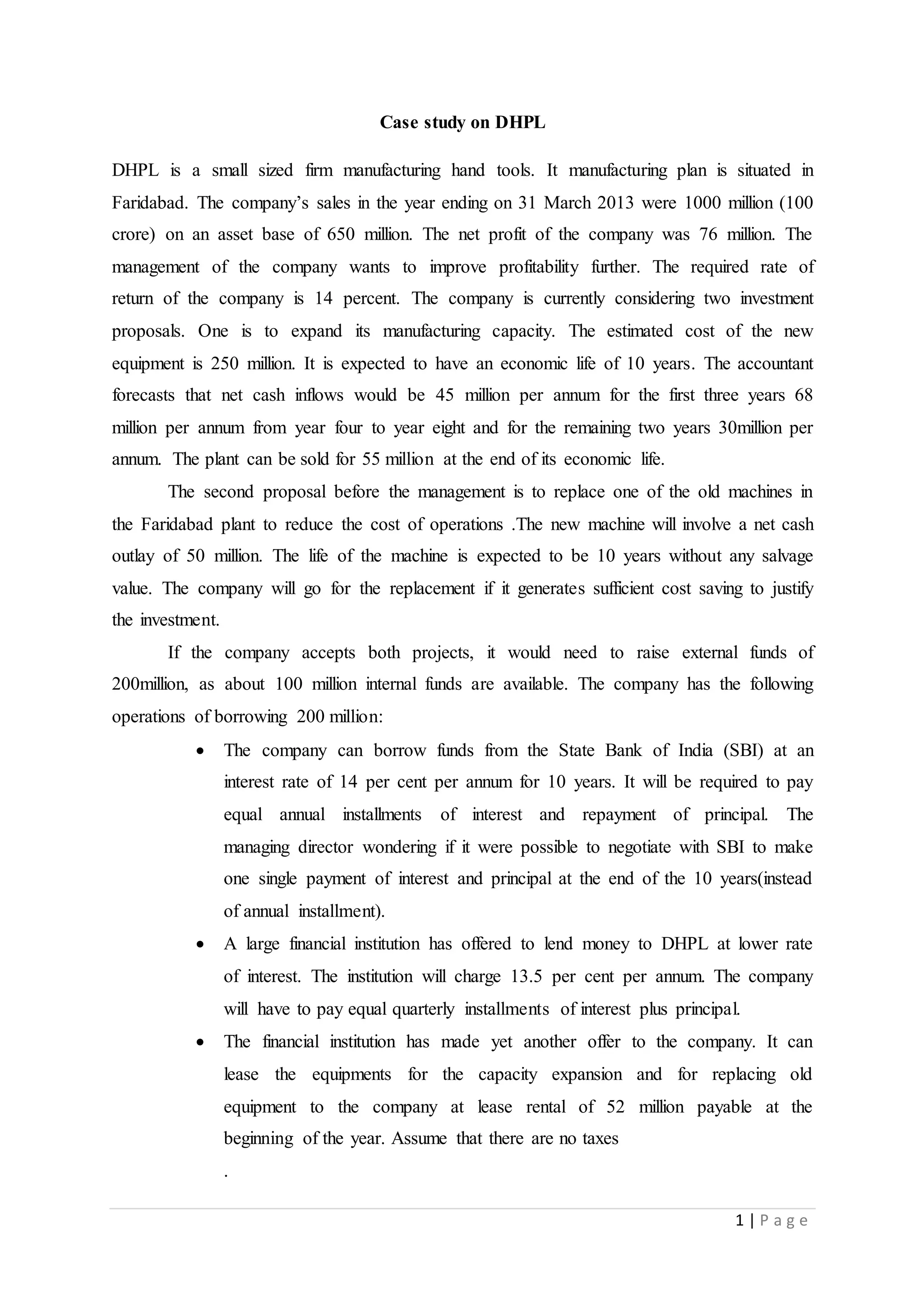 Case study on DHPL | PDF