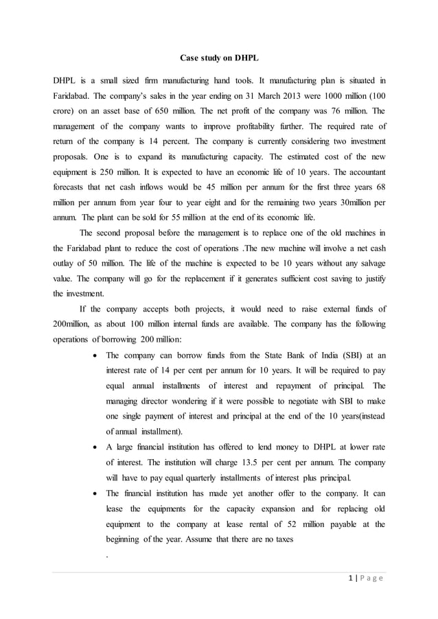 Case study on DHPL | PDF