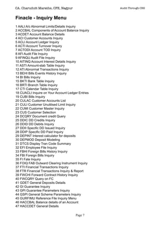 Finacle - Menus and F Keys | PDF