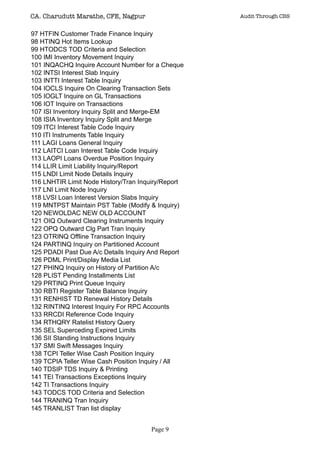 Finacle - Menus and F Keys | PDF