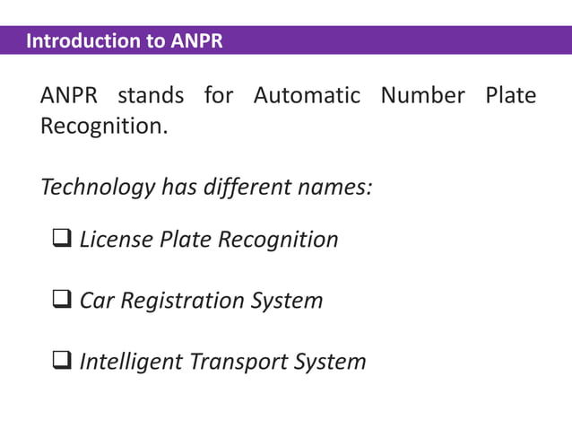 Automatic Number Plate Recognition(ANPR) System Project | PPTX ...