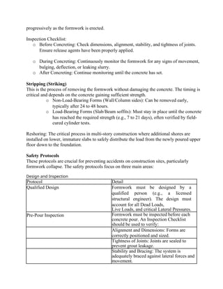 Formwork and Reinforcement of concrete under materials | DOCX