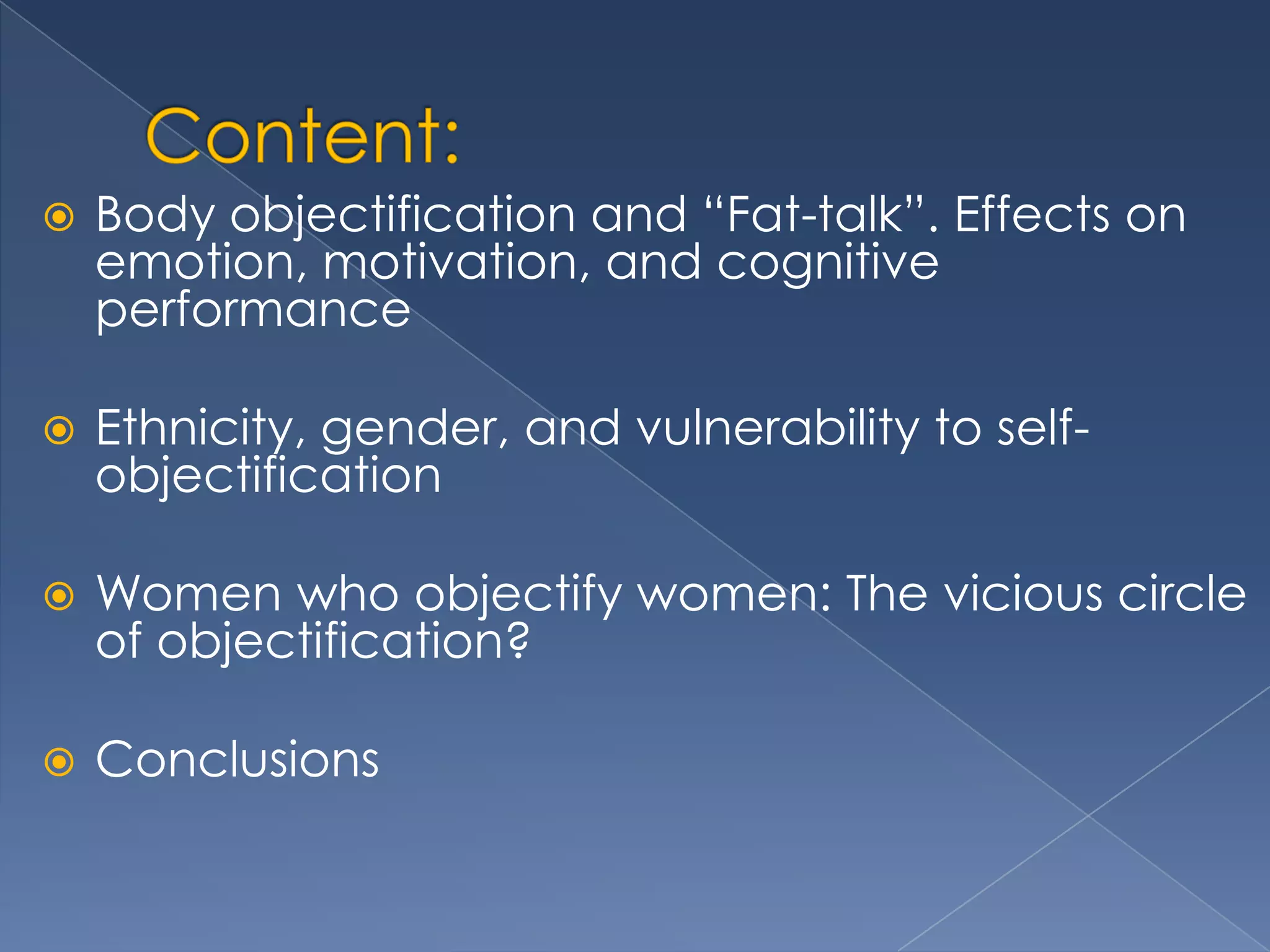 Experiencing Prejudice - self-objectification | PPTX