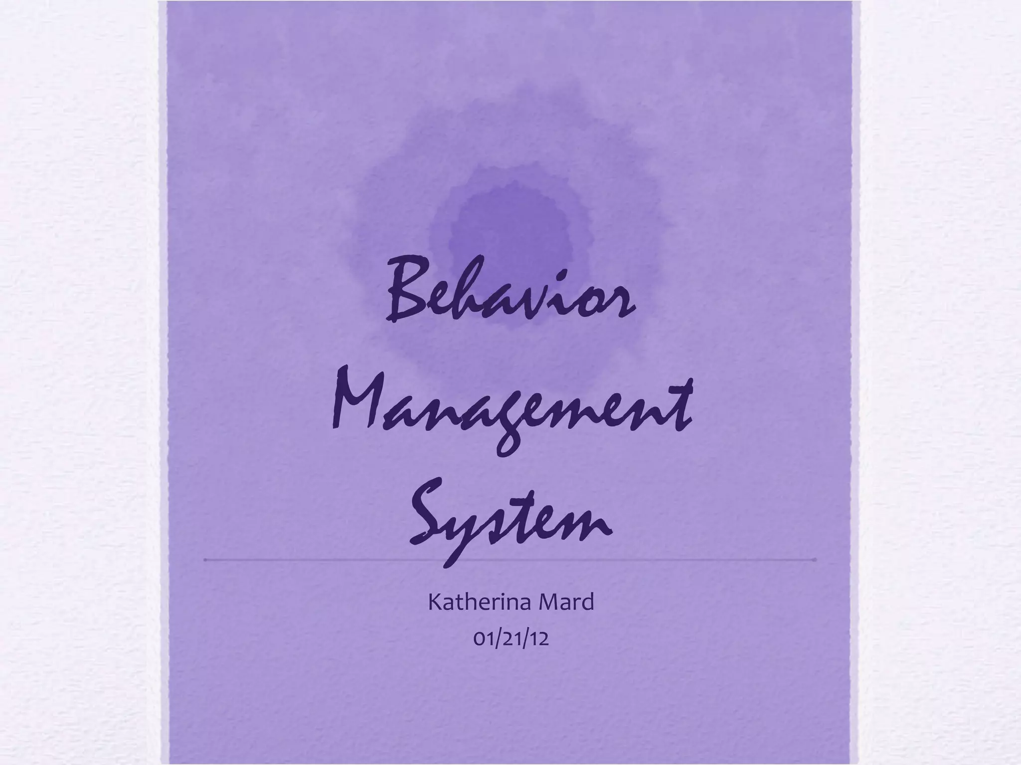 Behavior Management System (BMS) - Special Education | PPT