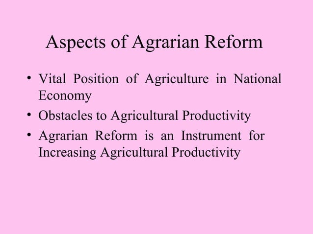 LAND & AGRARIAN REFORM