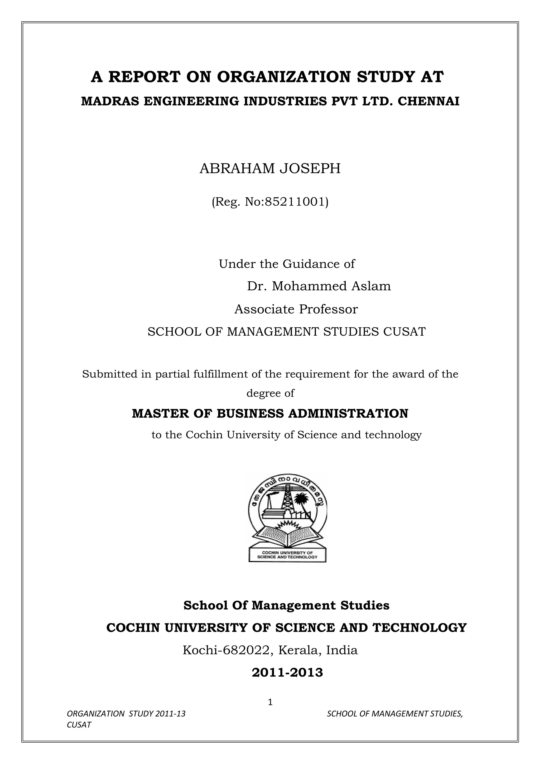 Organisational Study Report | DOC