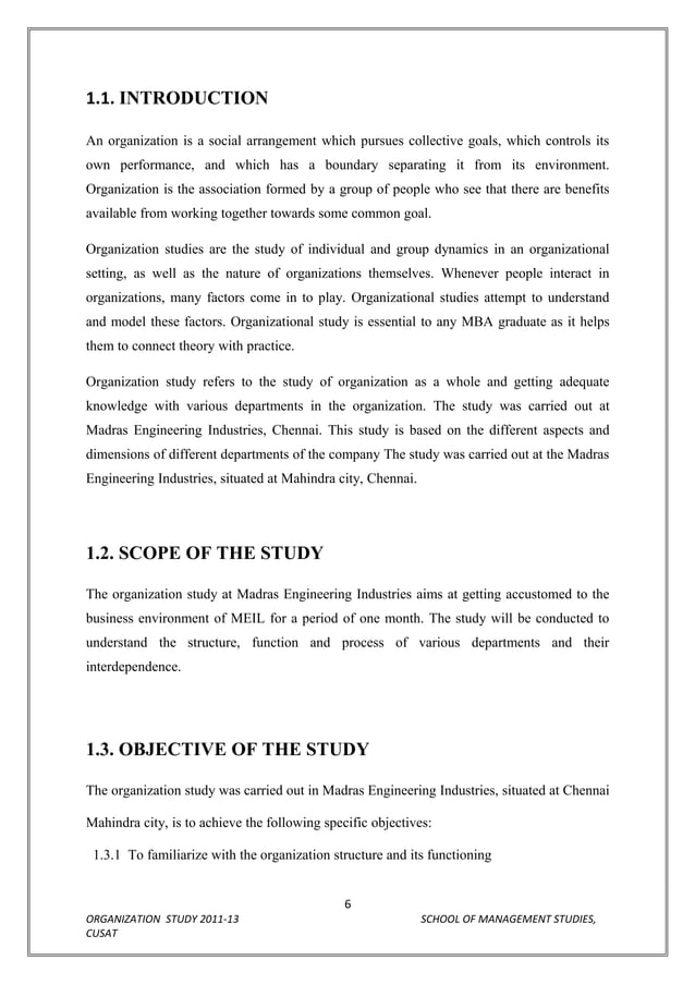 Organisational Study Report | DOC