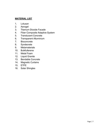 Translucent Materials List