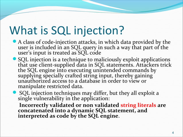 Sql injection | PPT | Databases | Computer Software and Applications
