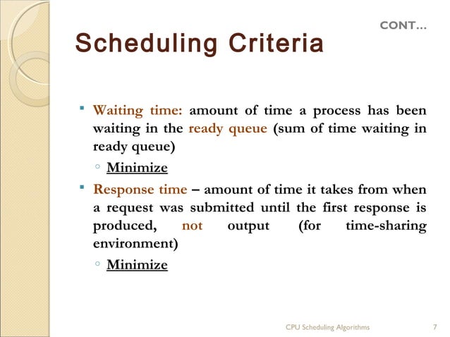 CPU Scheduling Algorithms | PPT