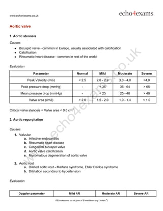 Echo Normal Values for Echocardiography exams | PDF