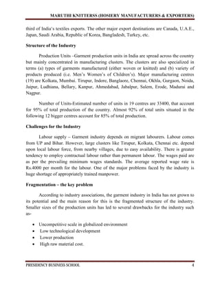 MINI PROJECT REPORT OF Maruthi Knitterss | PDF | Needlework | Arts and ...