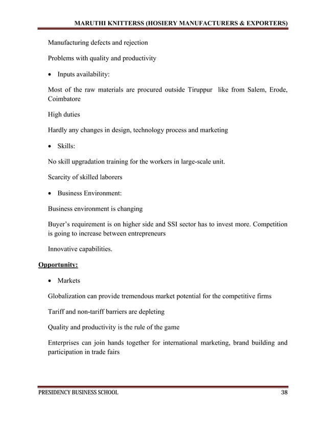 MINI PROJECT REPORT OF Maruthi Knitterss | PDF