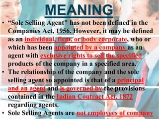 sole selling agent | PPTX
