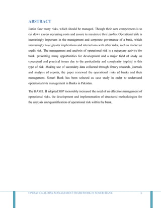 Operational Risk Management Framework in Soneri Bank | DOCX