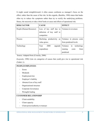 Operational Risk Management Framework in Soneri Bank | PDF