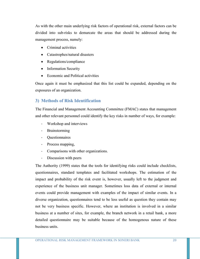 Operational Risk Management Framework in Soneri Bank