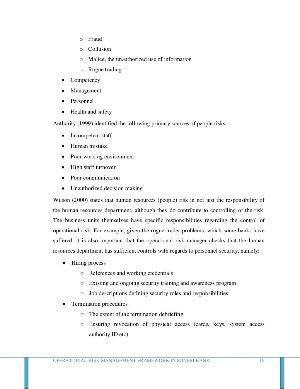 Operational Risk Management Framework in Soneri Bank