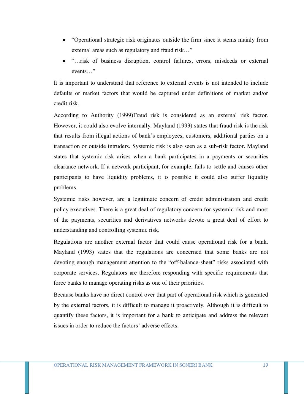 Operational Risk Management Framework in Soneri Bank