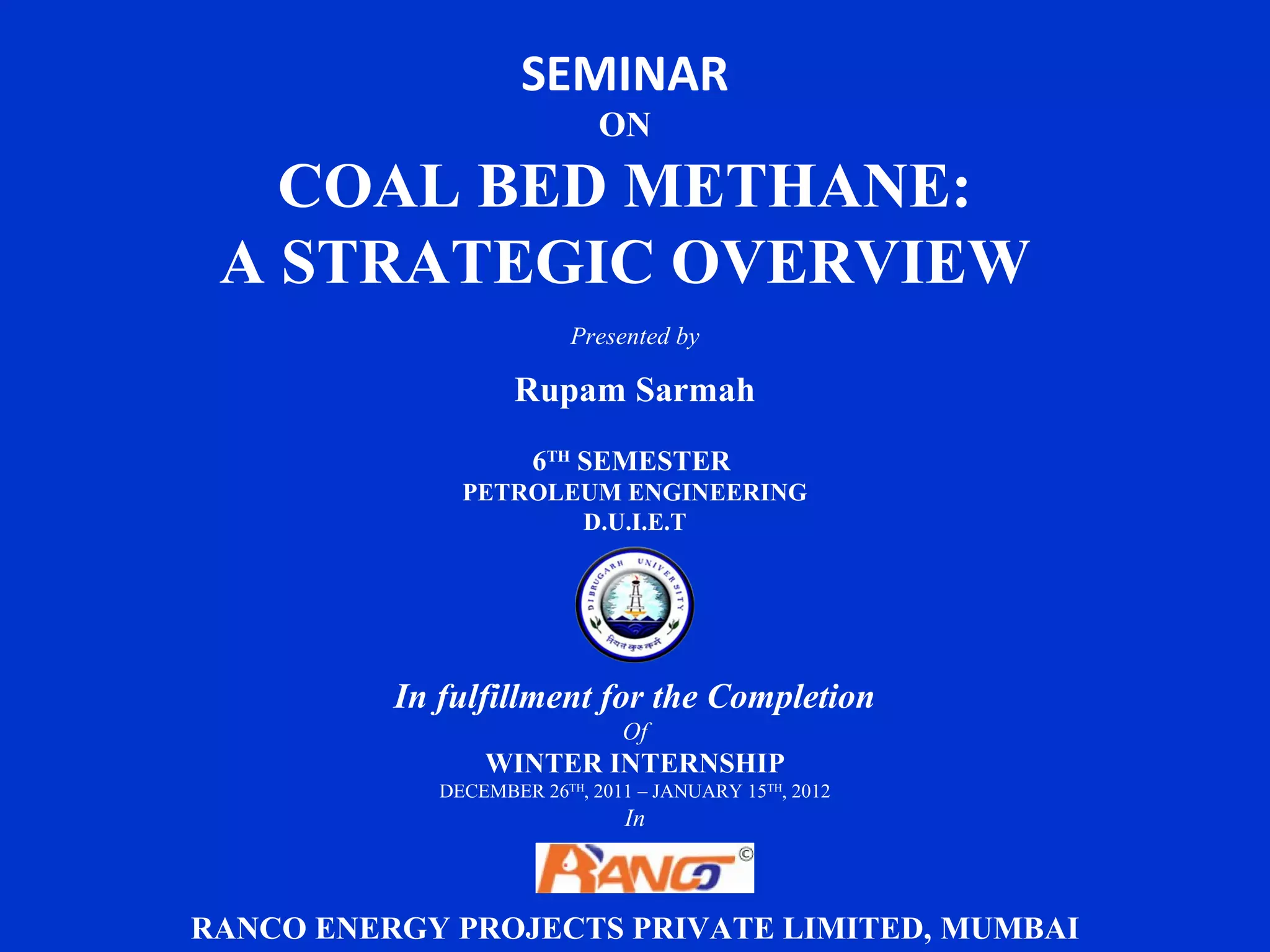 Coal Bed Methane | PPT