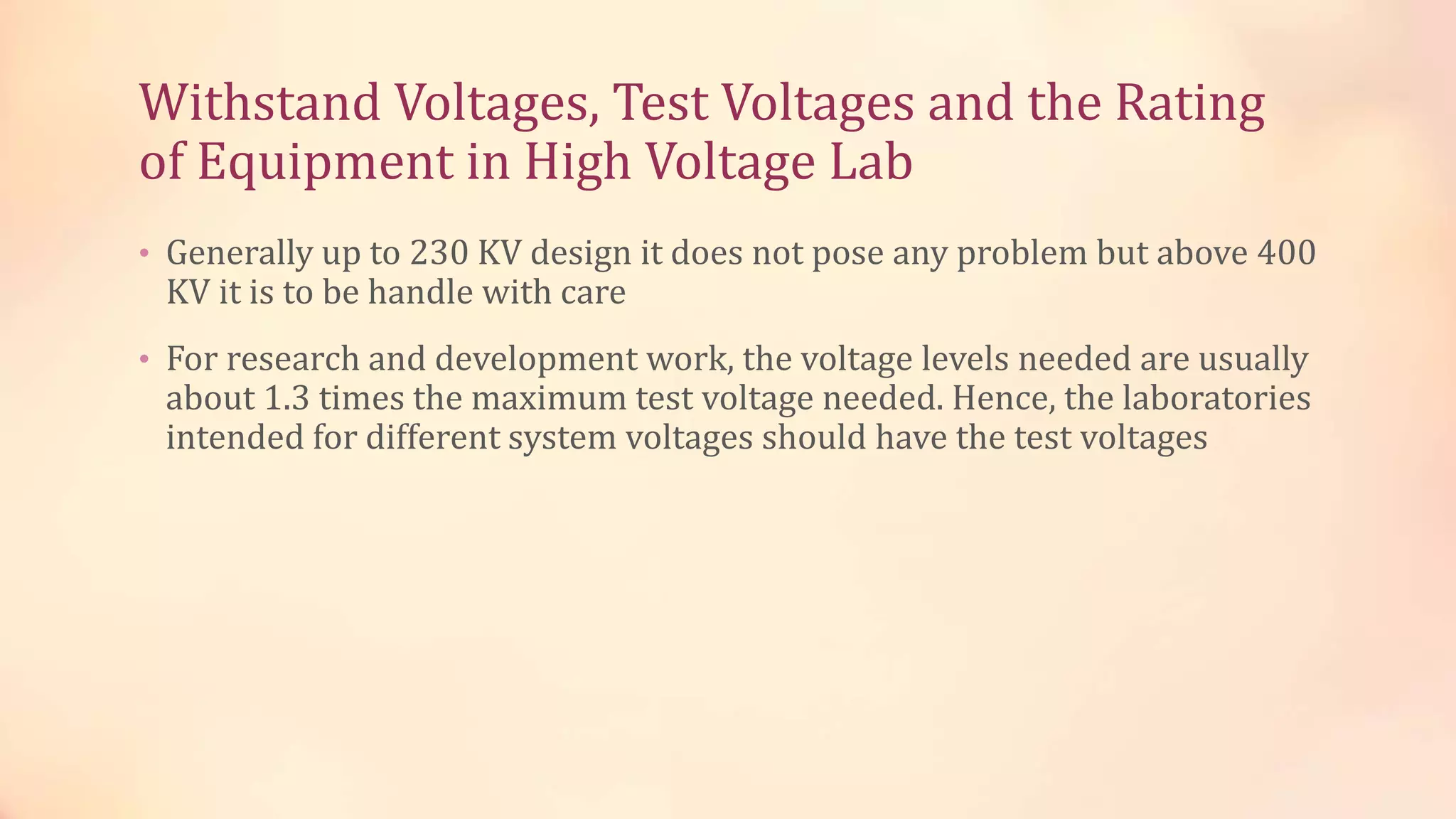 Design, planning and layout of high voltage lab | PPTX
