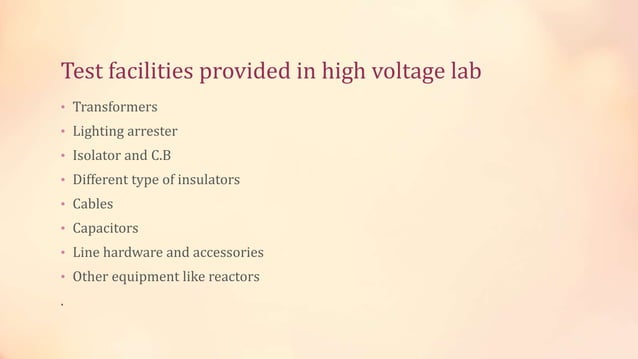 Design, planning and layout of high voltage lab | PPTX | Physics | Science