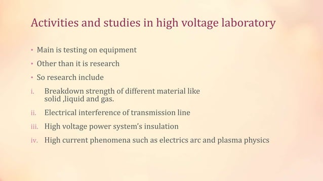 Design, planning and layout of high voltage lab | PPTX | Physics | Science