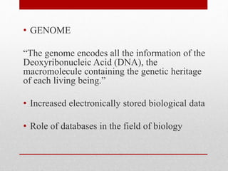 Genome Database Systems | PPTX