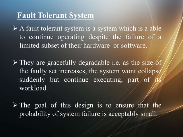 Fault Tolerance System | PPT