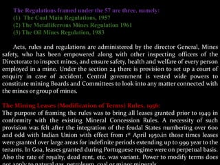 mine laws in mineral excavation in india | PPTX