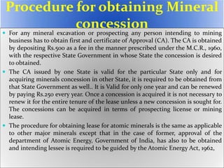 mine laws in mineral excavation in india | PPTX