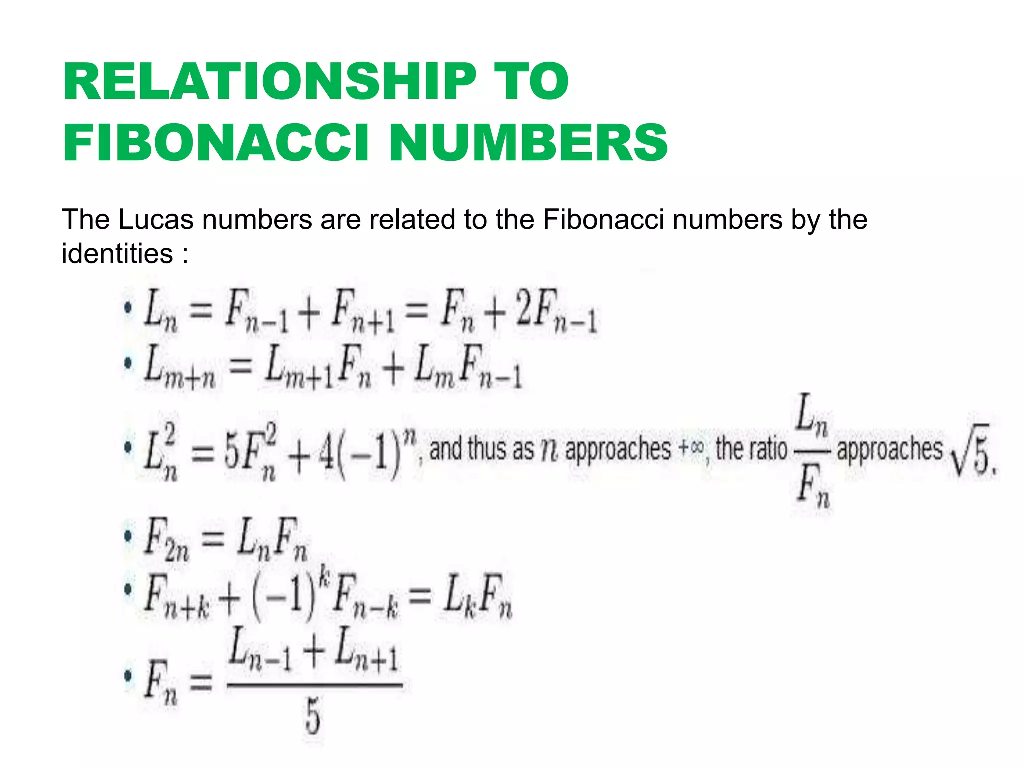 Fibonacci Numbers And Lucas Numbers Ppt
