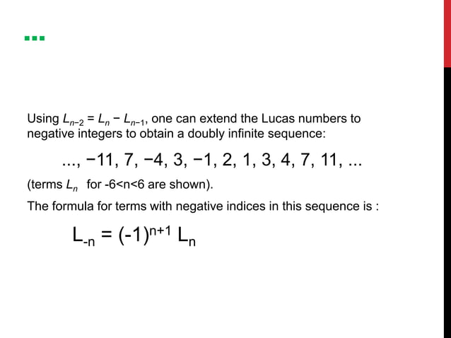 Fibonacci numbers And Lucas numbers | PPT