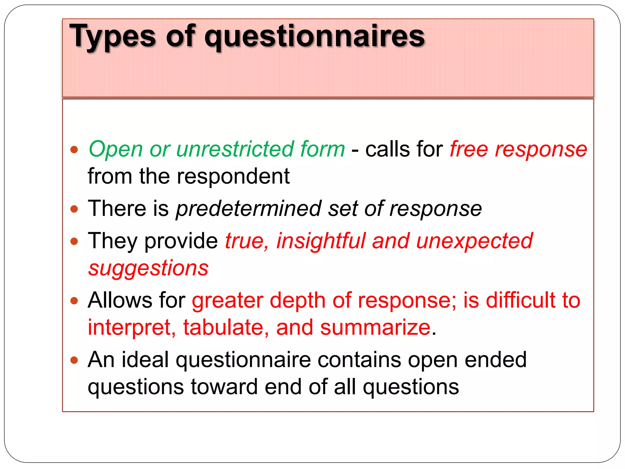 Schedule and Questionnaire Difference between Schedule and ...