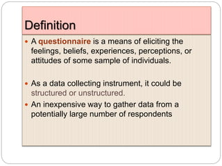 Schedule and Questionnaire Difference between Schedule and ...