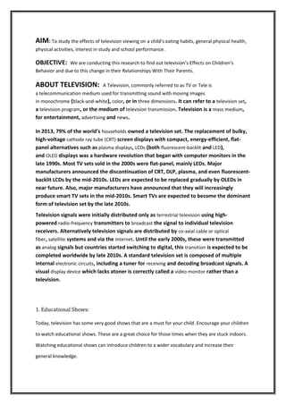 IMPACT OF WATCHING TV | DOC | History | Genres