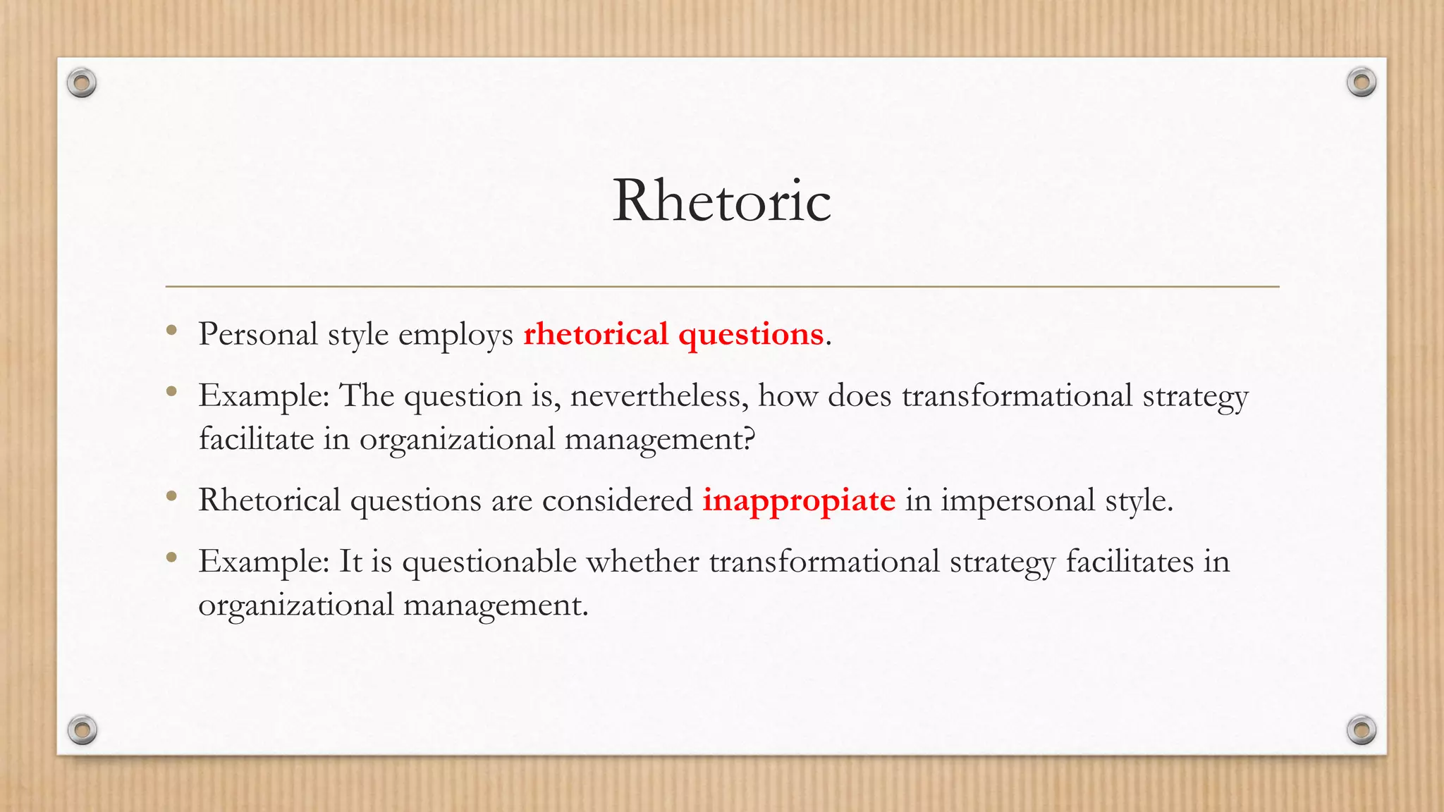 Final presentation - Personal and Impersonal Language Style | PPT