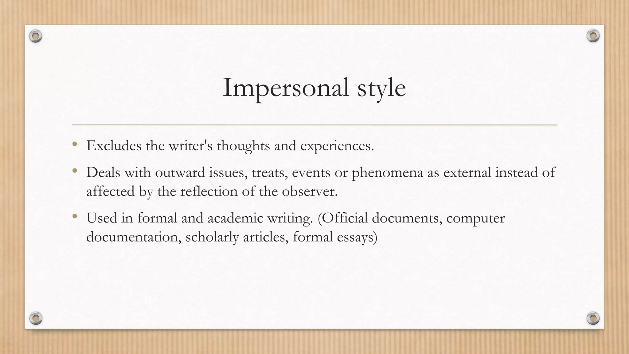 Final presentation - Personal and Impersonal Language Style | PPT