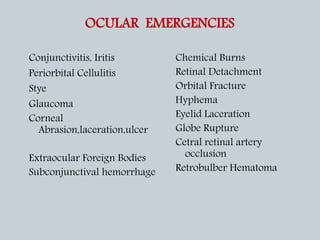 Ocular Emaegencies | PPT