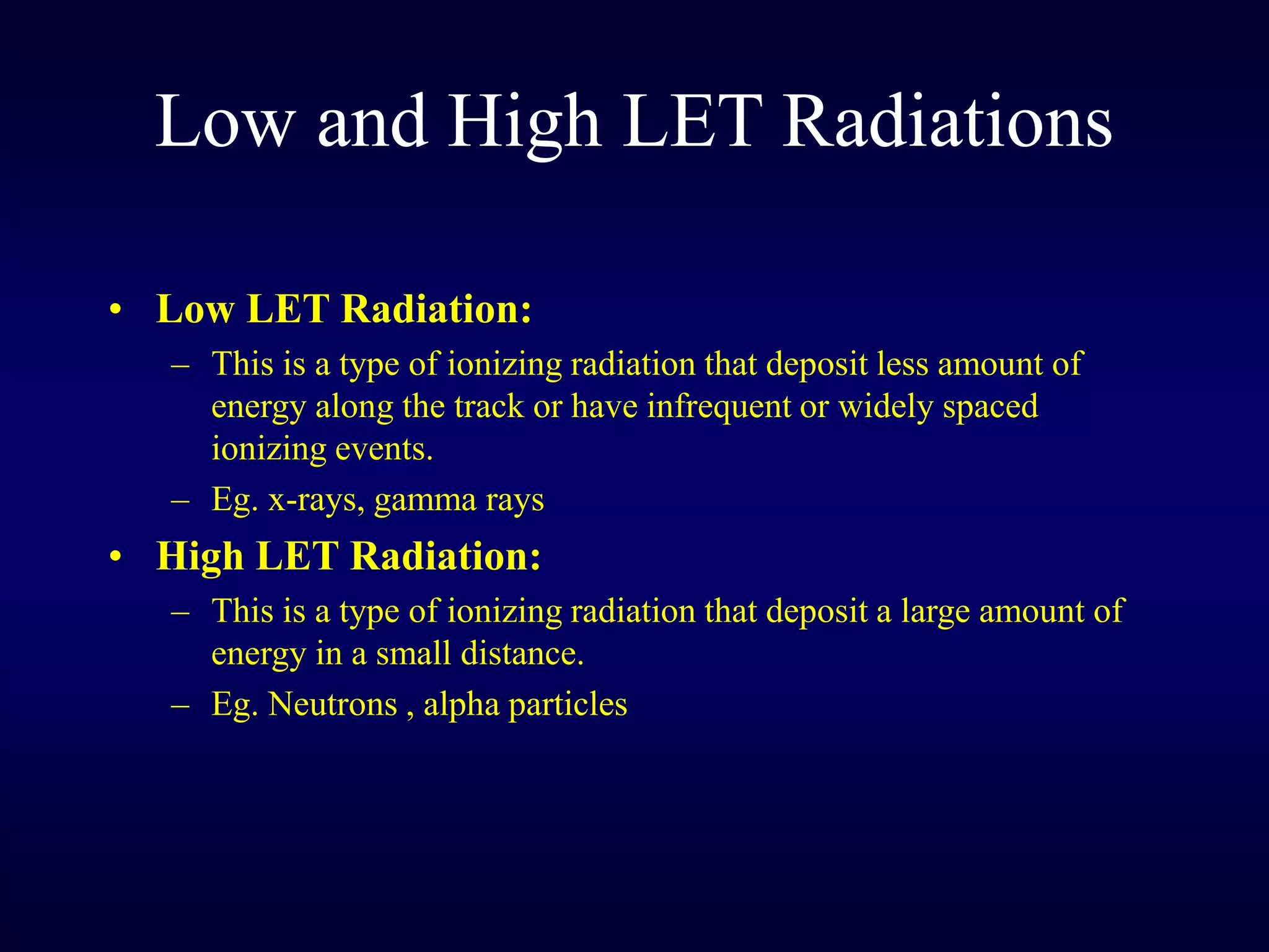LET & RBE and Radioprotectors | PPTX