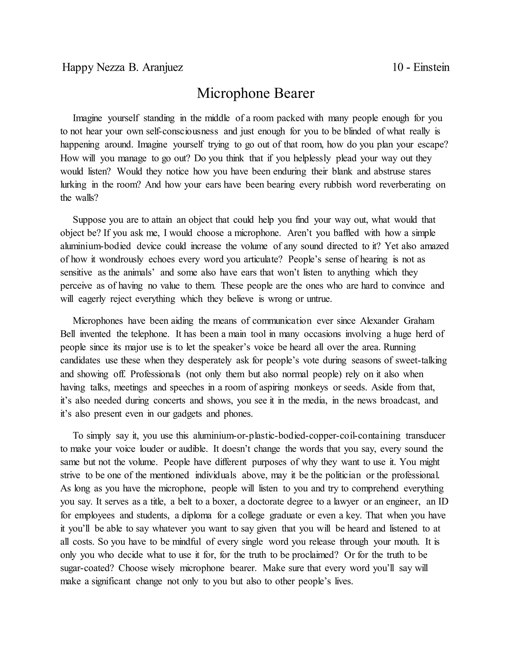 Microphone Bearer | DOCX